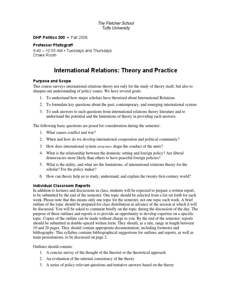 Outline International Relations Theory | PDF | International Relations ...