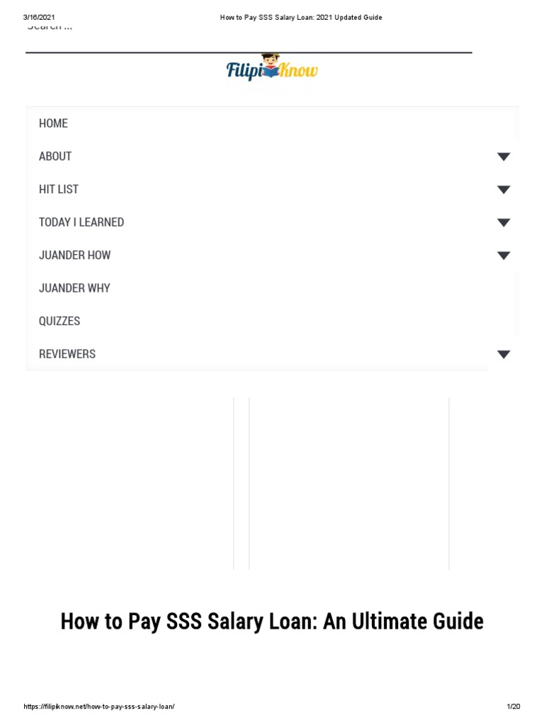 How To Pay SSS Salary Loan - 2021 Updated Guide | PDF | Loans | Interest