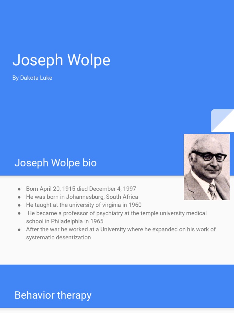 Joseph Wolpe and Systematic Desensitization | PDF