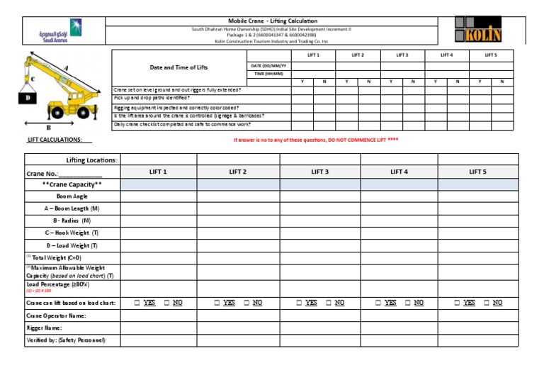 Lifting Calculation Per Location | PDF | Crane (Machine)