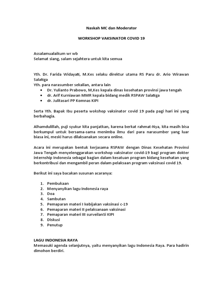 Naskah MC Dan Moderator | PDF