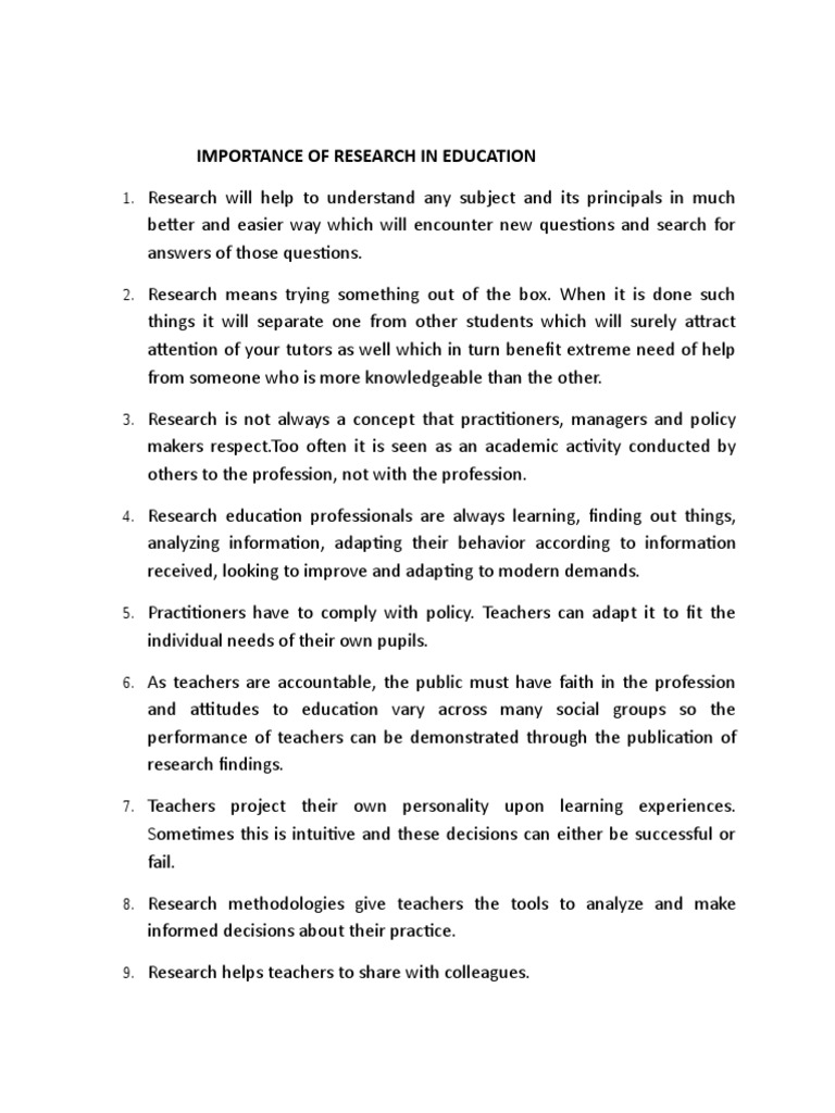 Importance of Research in Education | PDF | Teachers | Profession