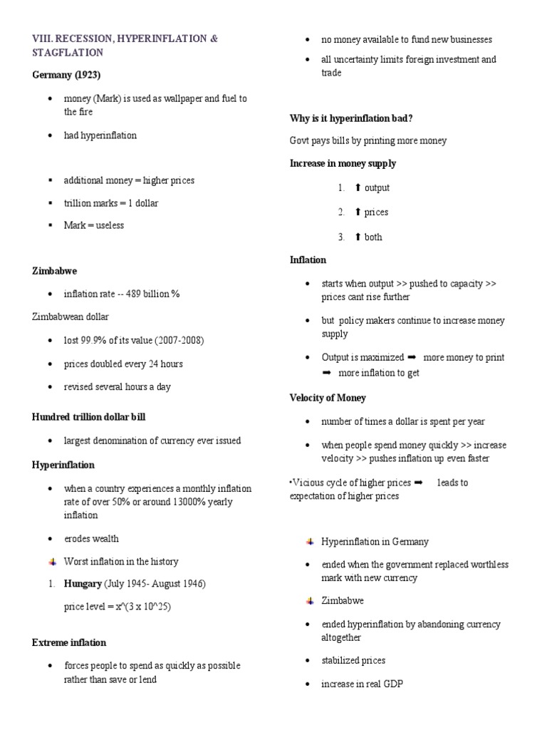 Econ - Recession, Hyperinflation & Stagflation | PDF | Inflation ...