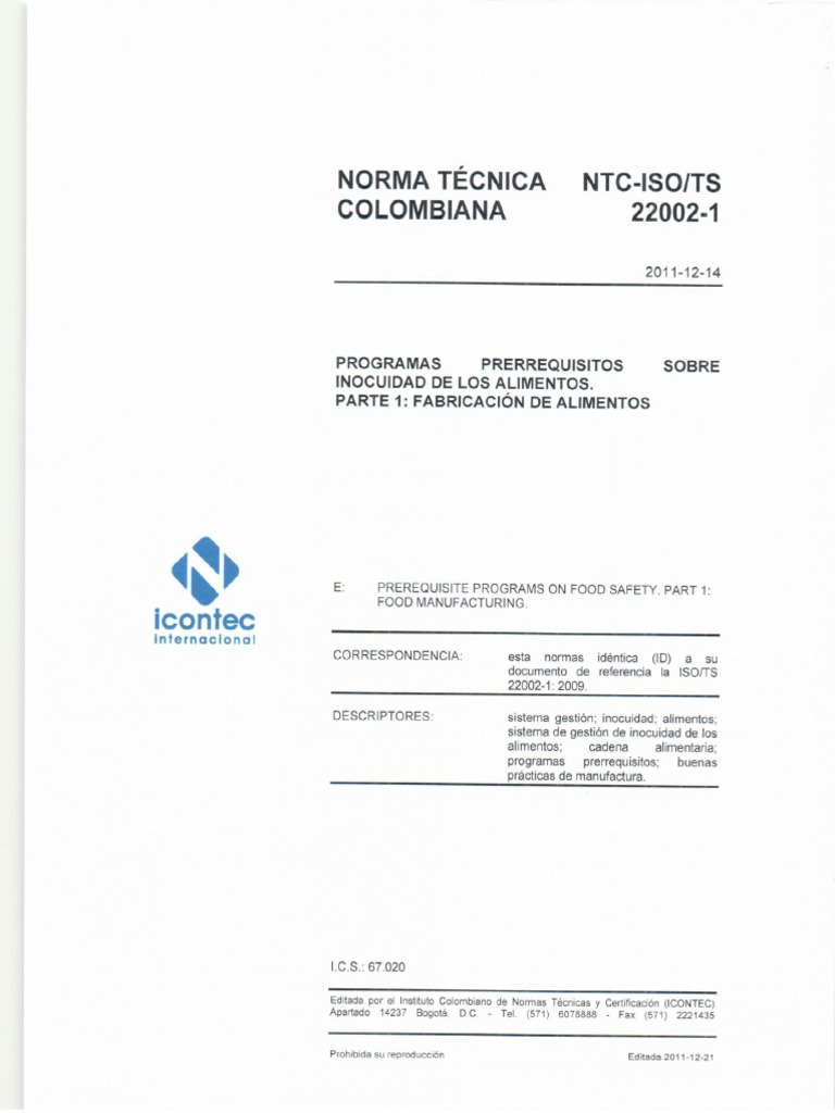 ISO-22002-1 Programas Pre-Requisito Sobre La Inocuidad de Los Alimentos ...