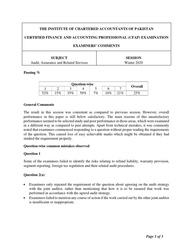 CFAP 6 AARS Winter 2020 - 2 | Download Free PDF | Audit | Business ...