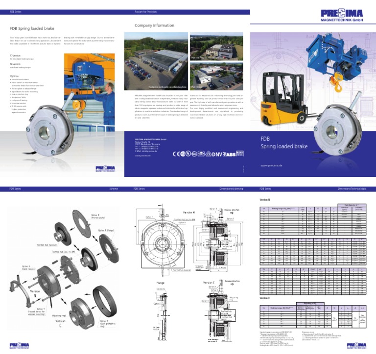 Precima FDB Spring Loaded Brakes | PDF | Brake | Electric Motor
