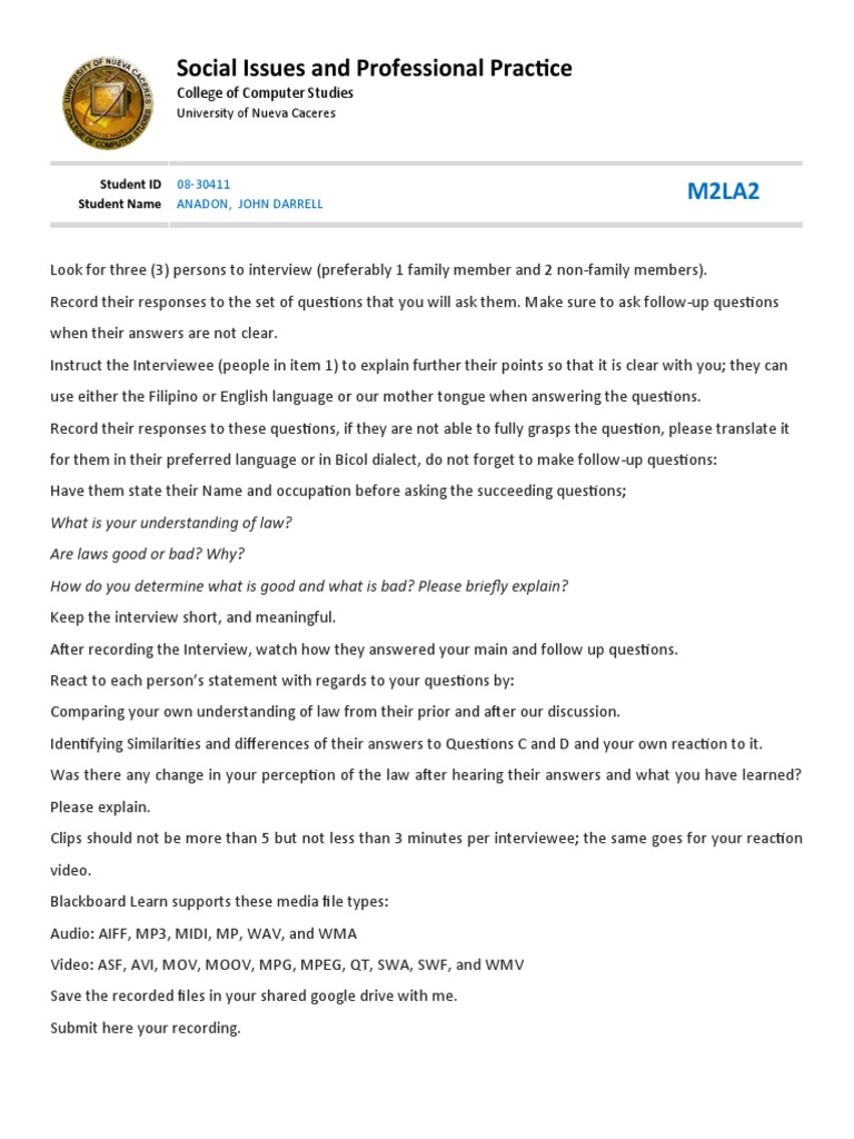 Social Issues and Professional Practice: College of Computer Studies | PDF