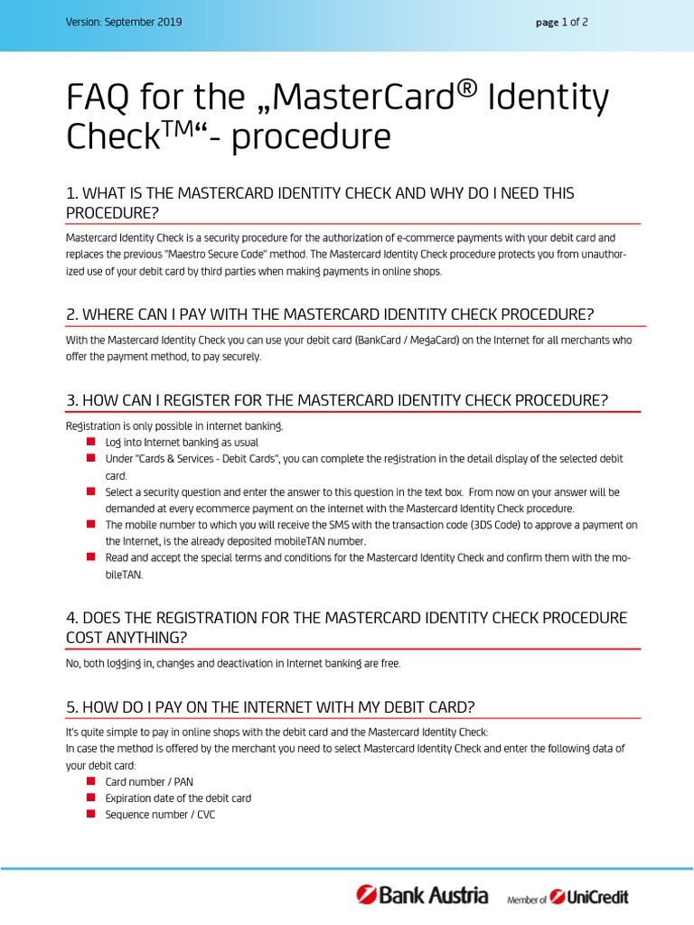 Faq For The Mastercard Identity Check "-Procedure | PDF | Master Card ...