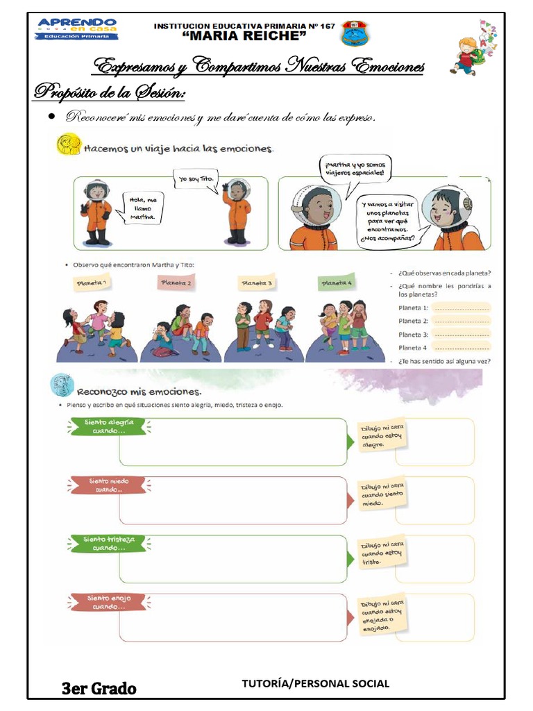 Expresamos y Compartimos Nuestras Emociones - 3er Grado | PDF