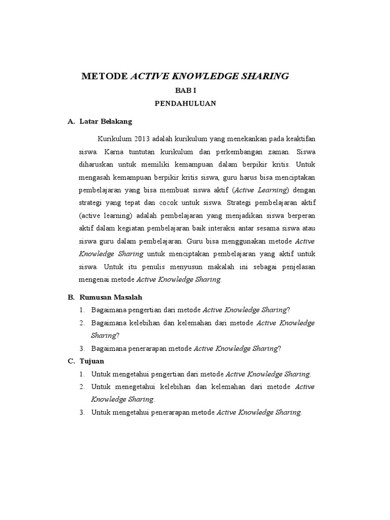 Metode Active Knowledge Sharing | PDF