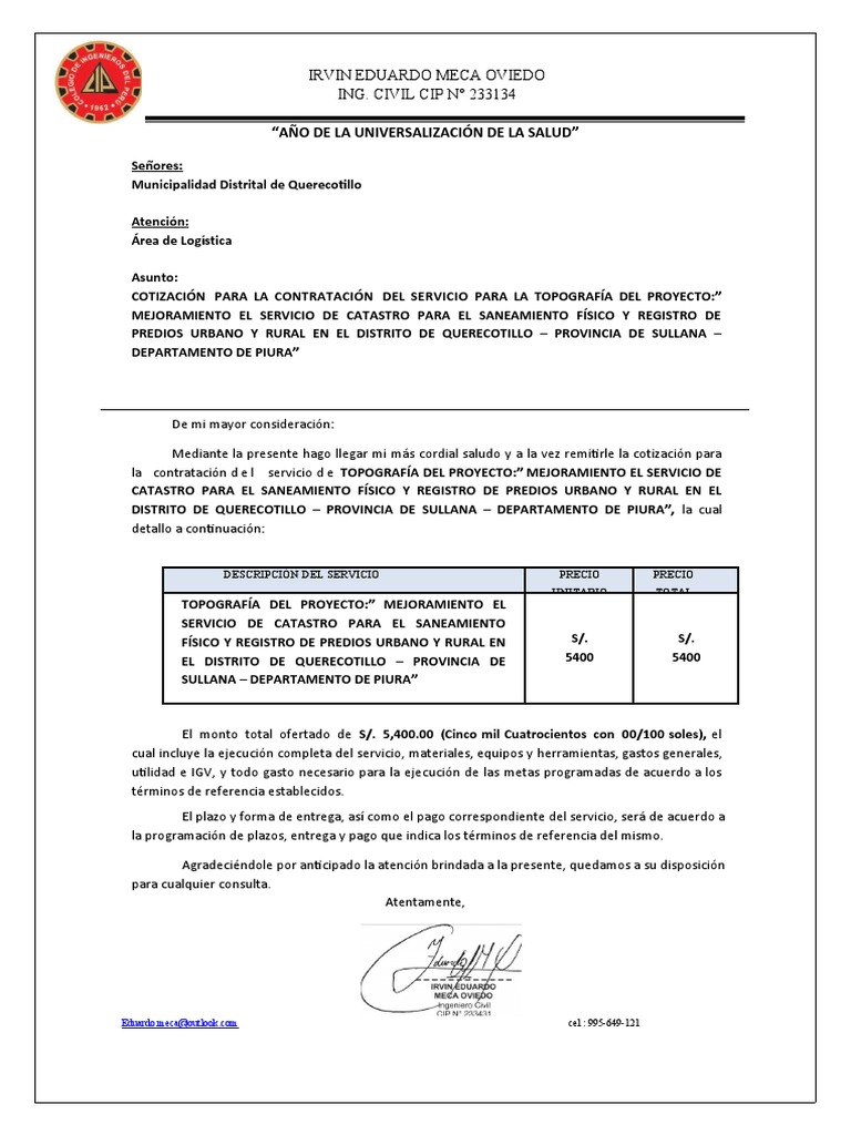 Ejemplo de Cotizacion | PDF