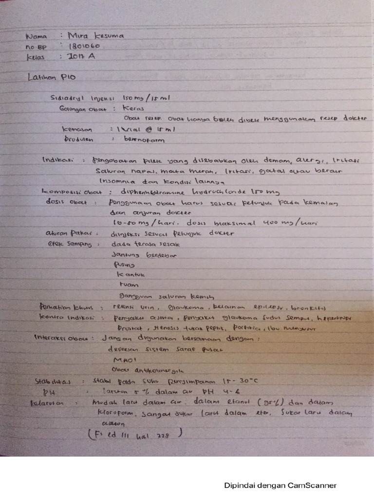 Mira Kesuma - Sidiadryl Injeksi (Diphenhydrominen HCL Vial) | PDF