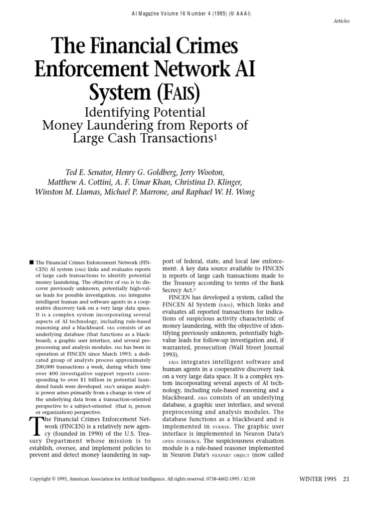 The Financial Crimes Enforcement Network AI System (F) | PDF | Money ...