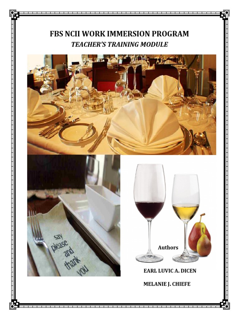 FBS NCII Teacher Training Module | PDF | Waiting Staff | Teachers
