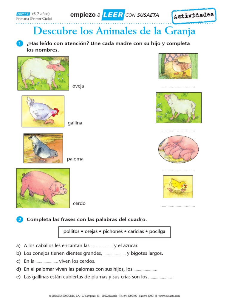 LEER 1 AniGranja Activi | PDF | Animales domesticados | Ganado