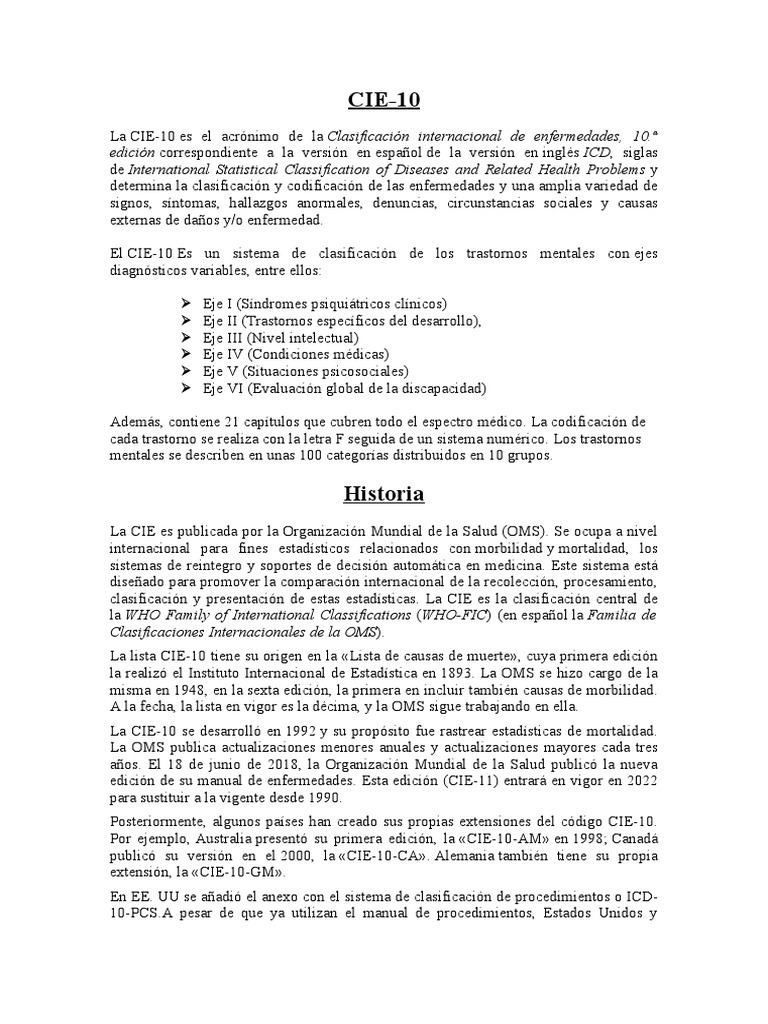 Cie 10 | PDF | Enfermedades y trastornos | Medicina CLINICA