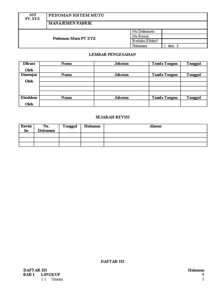 Contoh - Pedoman Mutu | PDF