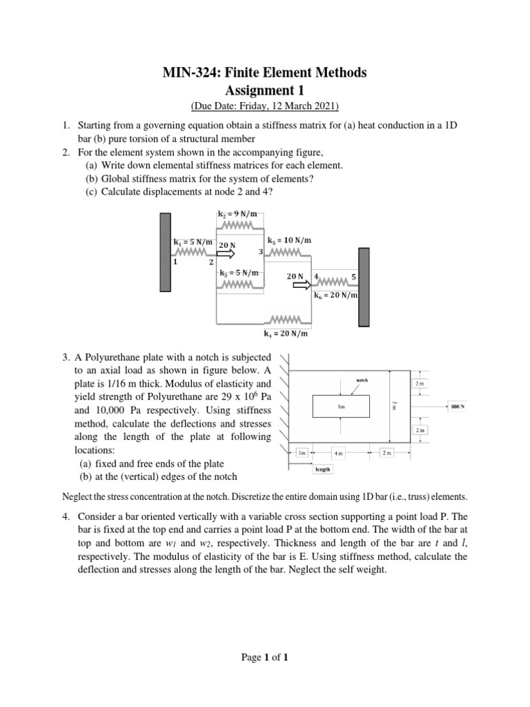 MIN-324: Finite Element Methods Assignment 1 | PDF