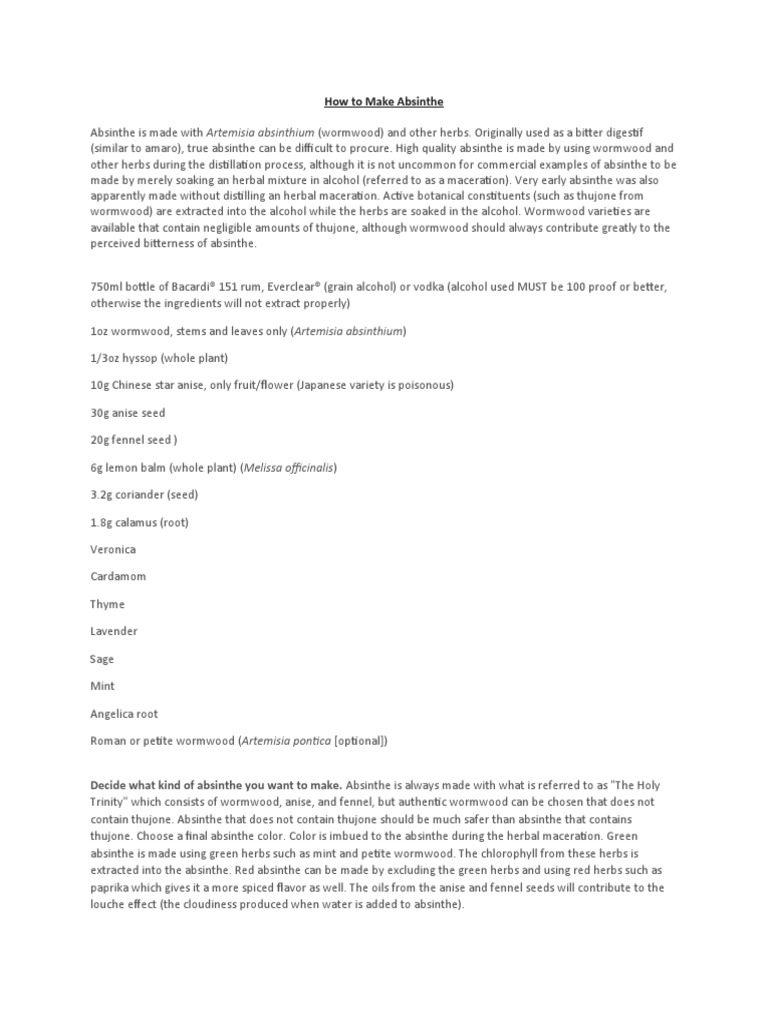 How To Make Absinthe | PDF