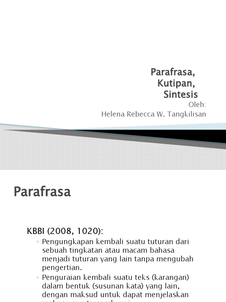 Parafrasa, Kutipan, Sintesis | PDF