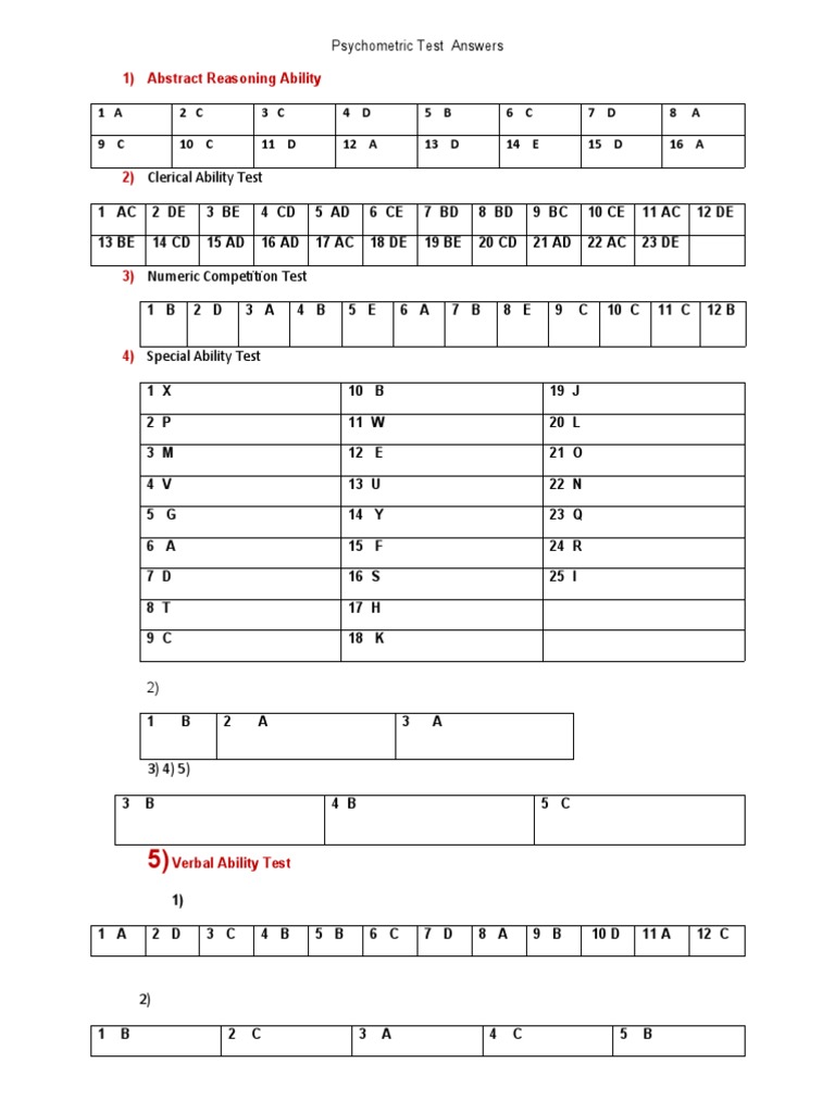 Psychometric Test Answers Overview | PDF | Technology & Engineering