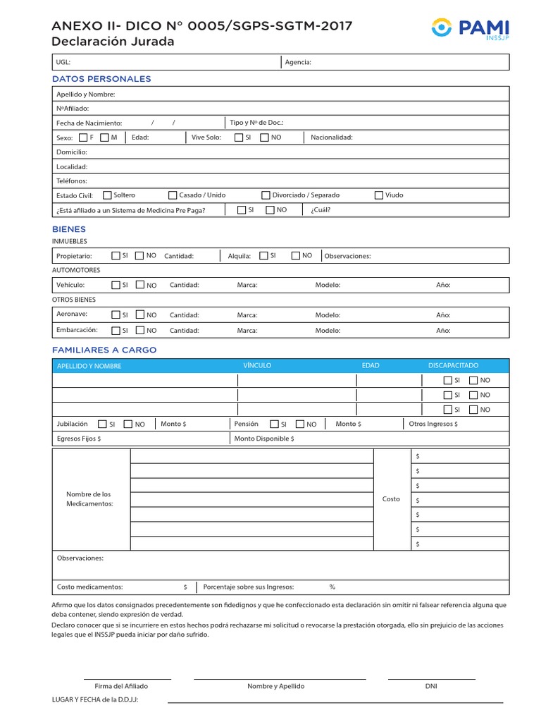 Declaración Jurada IIDICO 2017 | PDF | Jubilación | Pensión y Bienestar