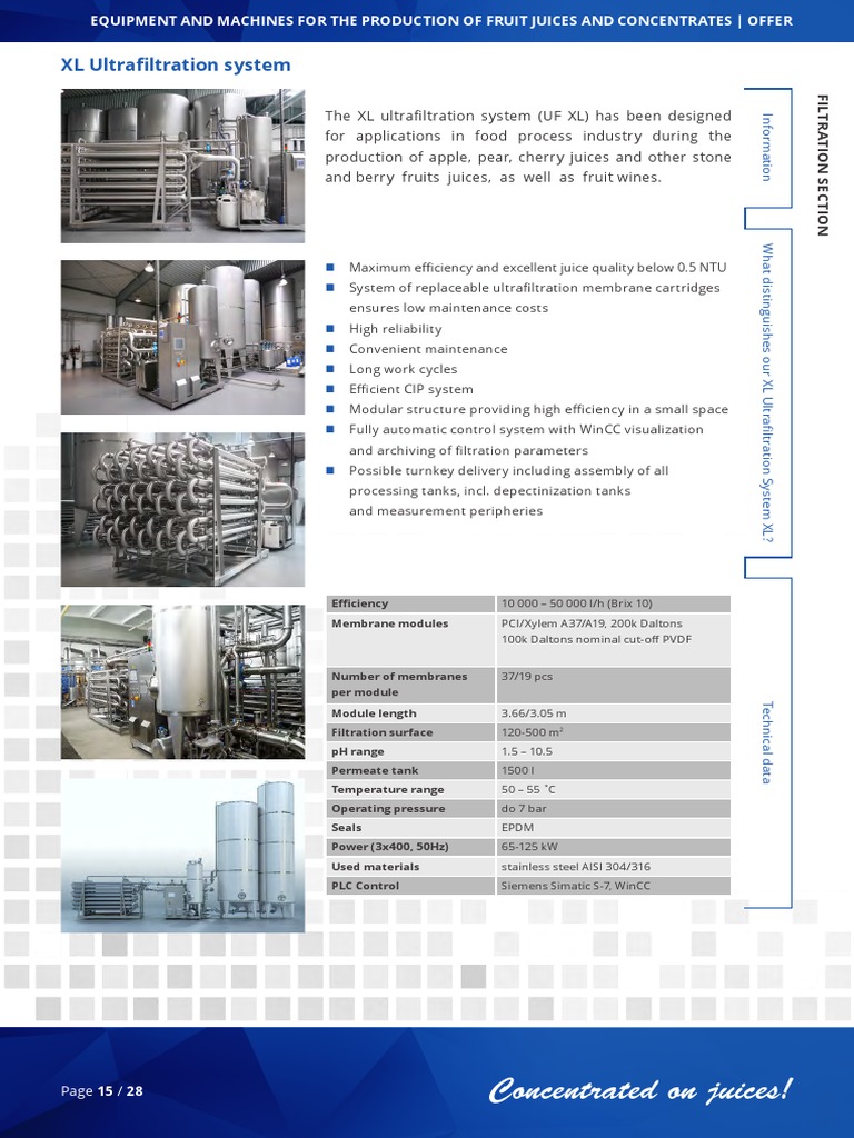 Ultrafiltration Equipment for Fruit Juice Production | PDF | Industrial ...