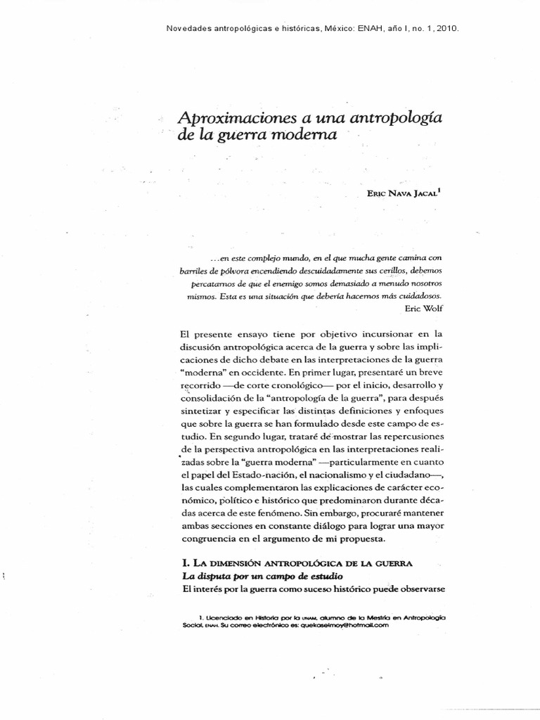 Aproximaciones A Una Antropología de La Guerra Moderna - Eric Nava ...