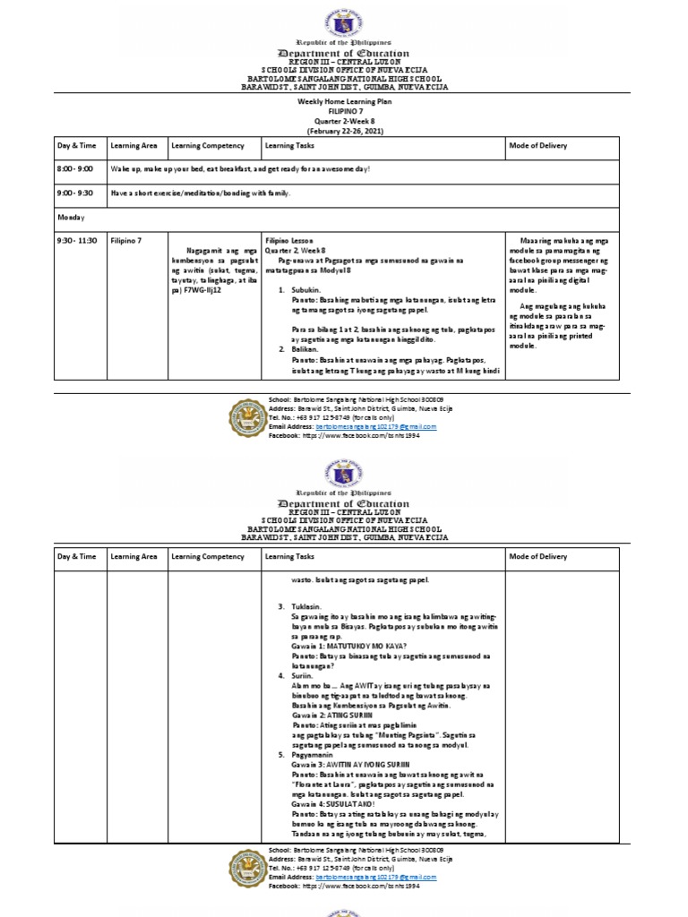 FILIPINO 7 Q2 Week 8 | PDF