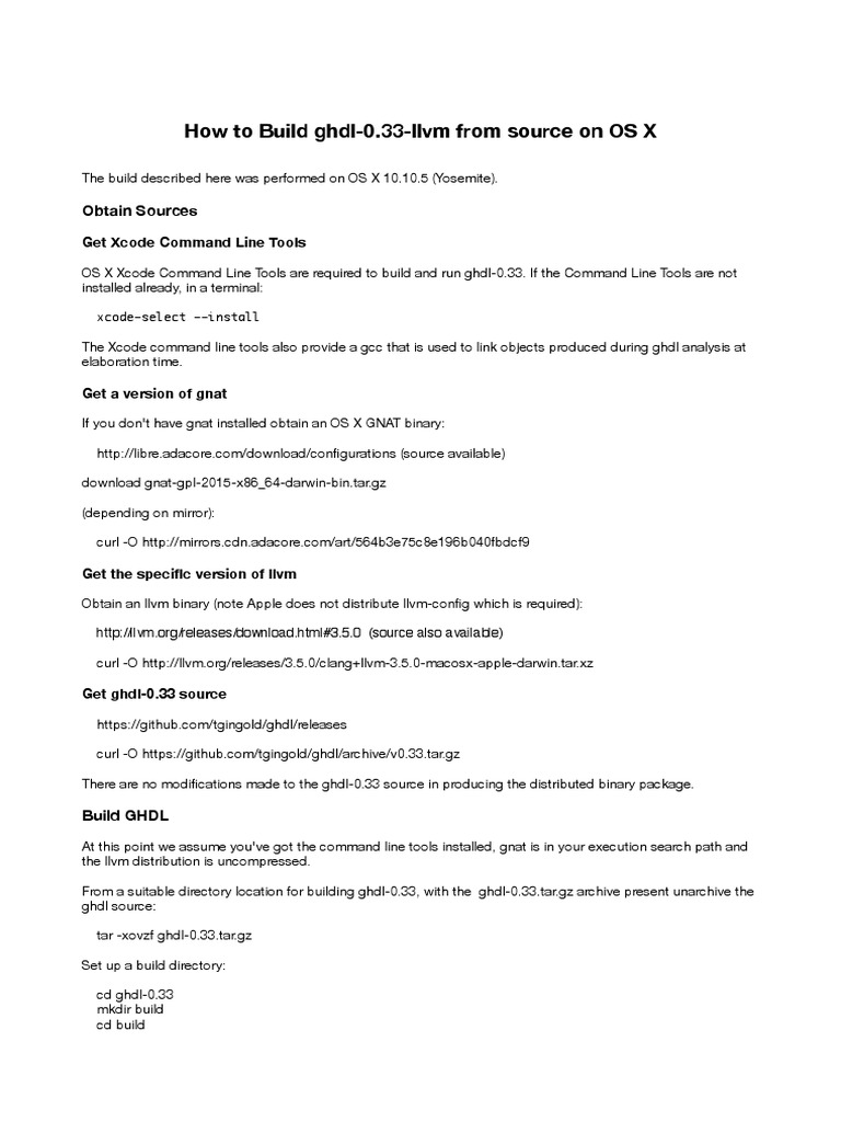 How To Build ghdl-0.33-llvm From Source On OS X: Obtain Sources | PDF ...