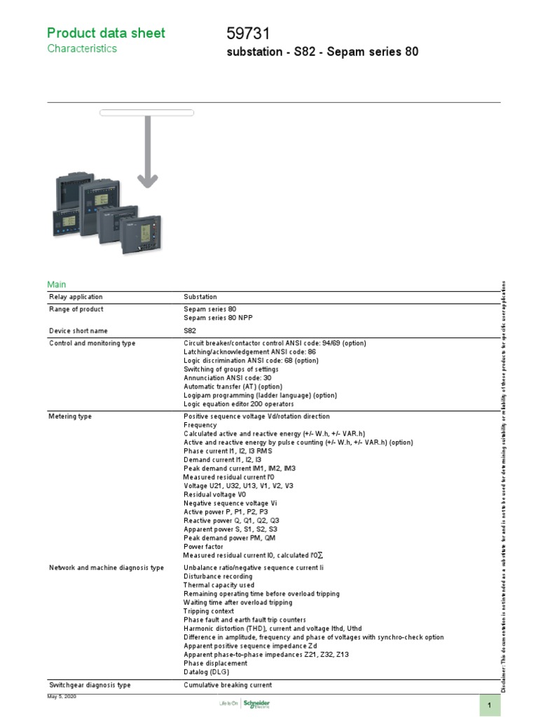 Product Data Sheet: Substation - S82 - Sepam Series 80 | PDF | Ac Power ...