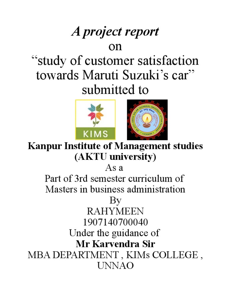 Analysis of Customer Satisfaction Towards Maruti Suzuki Cars: A Study ...