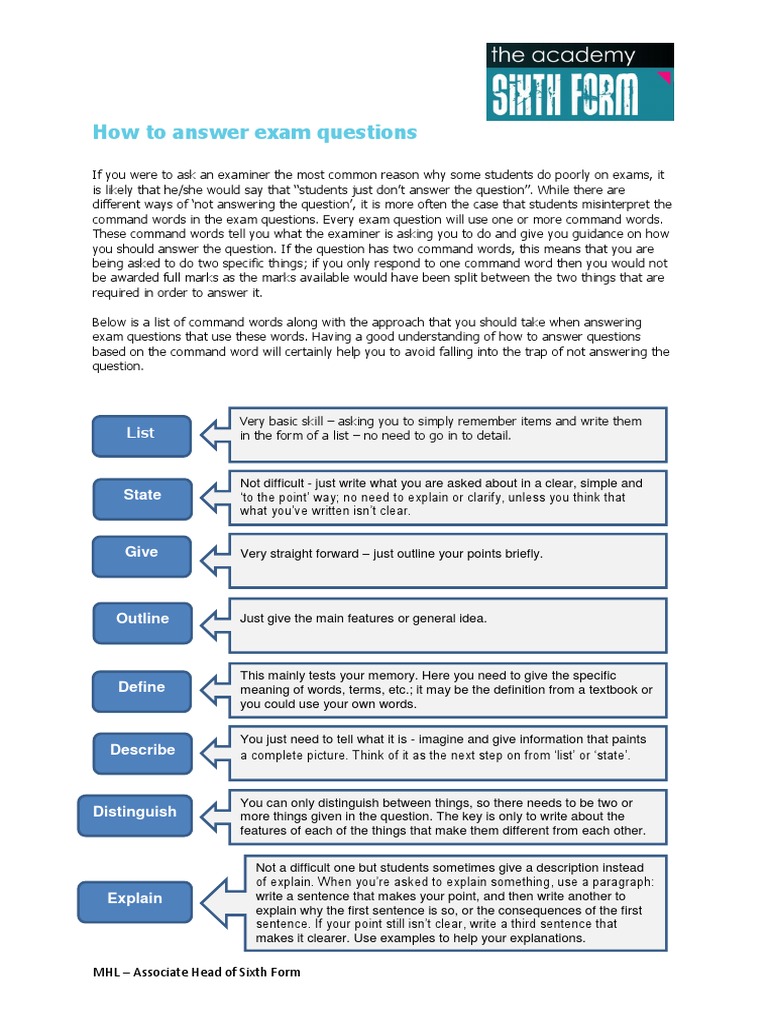 Answering Exam Questions | PDF | Question | Test (Assessment)