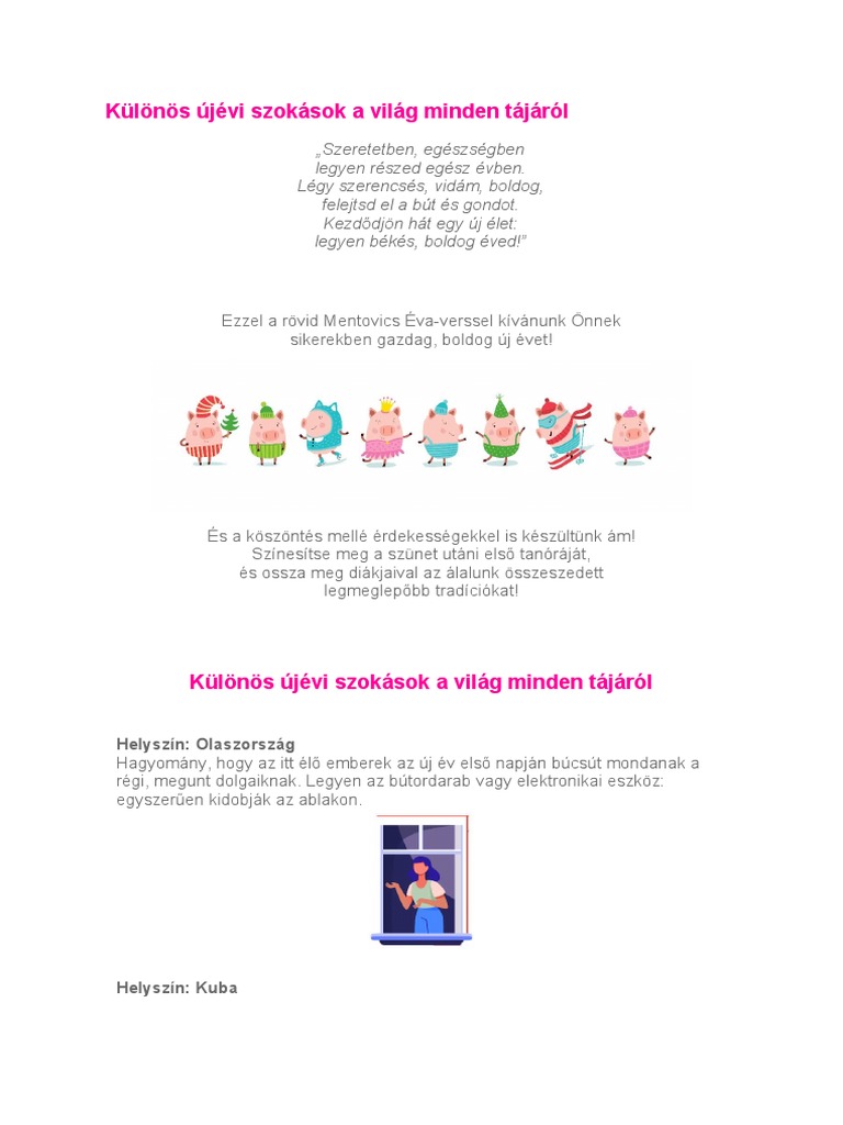 Különös Újévi Szokások A Világ Minden Tájáról | PDF