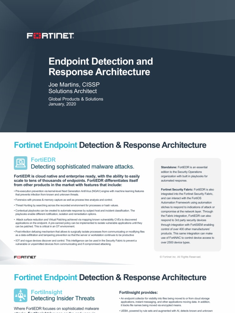Endpoint Detection and Response Architecture: Joe Martins, CISSP ...