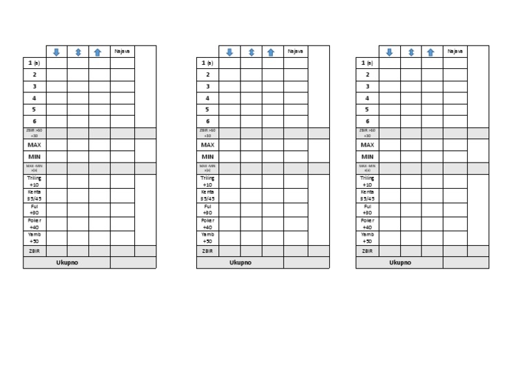 Yamb Listici 4 Kolone | PDF