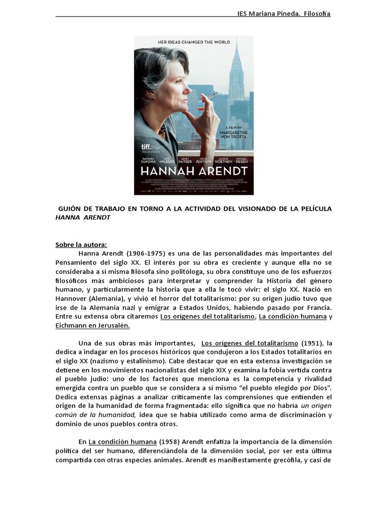 Pensamiento de Hanna Arendt en el Holocausto | PDF | Hannah Arendt ...