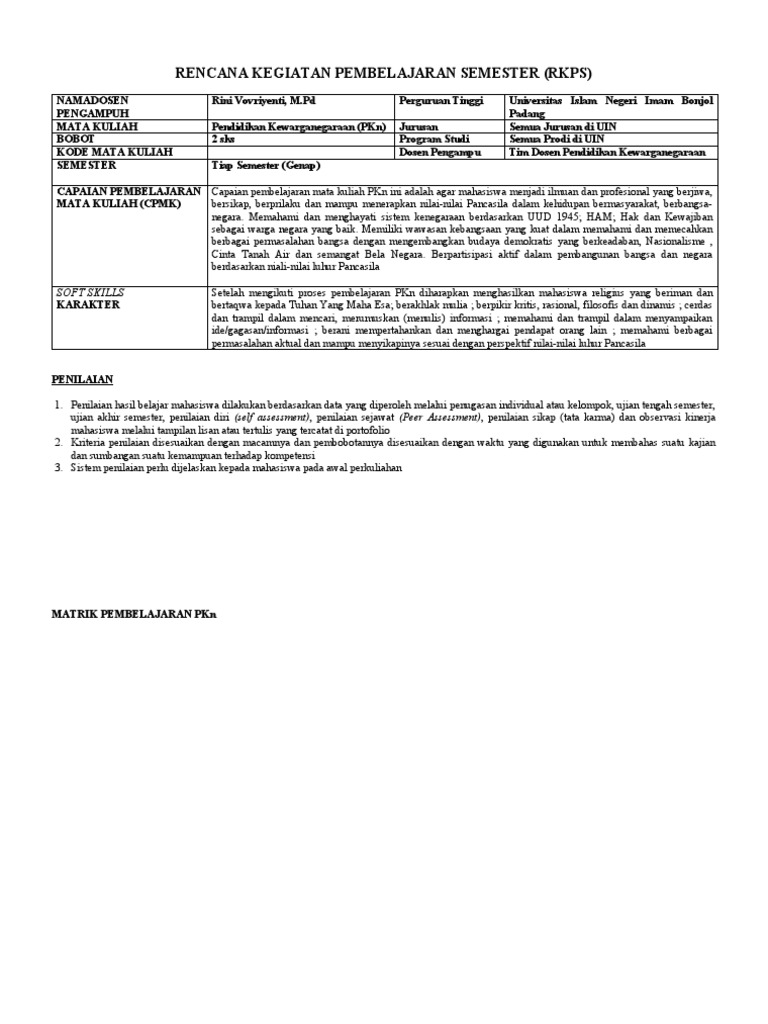 Rps Pendidikan KWN | PDF | Karier & Perkembangan | Ilmu Sosial