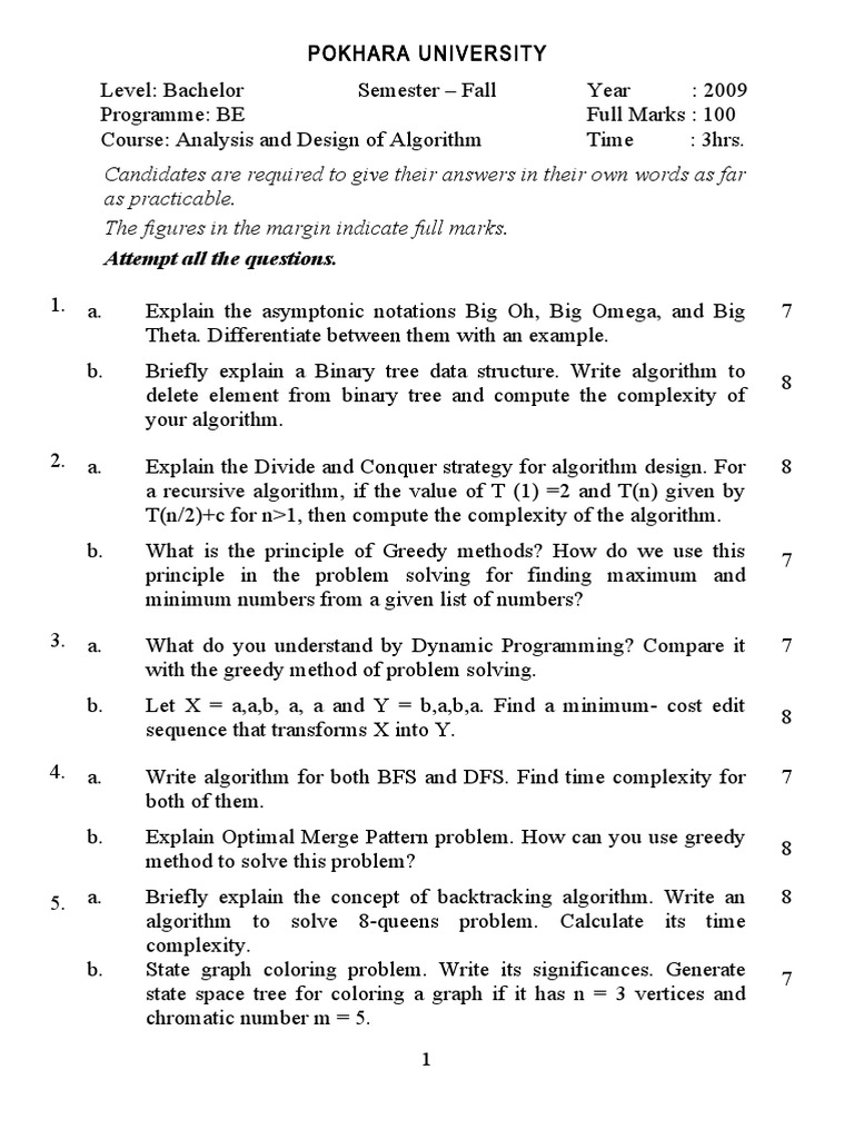 Analysis And Design Of Algorithm Pdf Dynamic Programming Algorithms 5568