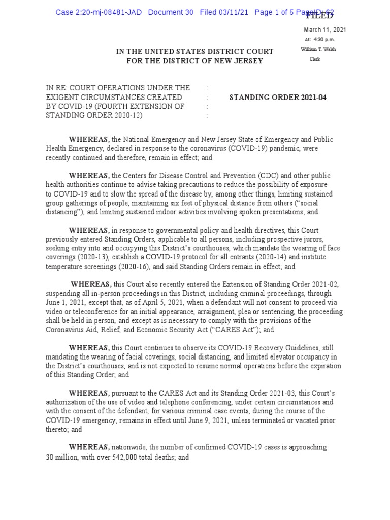 U.S.A. Vs Carmelo G. Garcia: March 11, 2021 Standing Order of ...