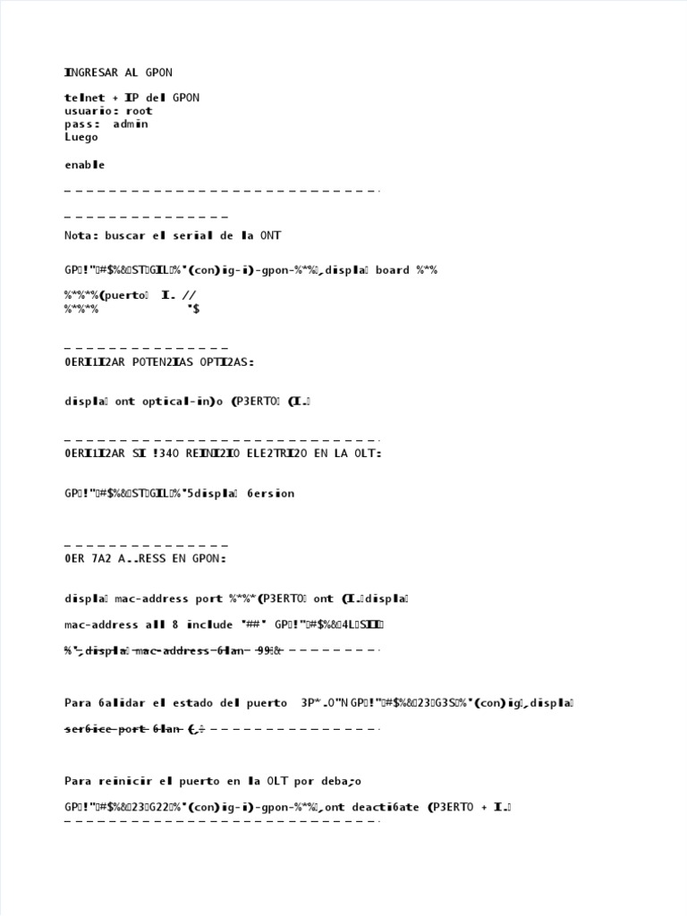 Comandos Gpon Olt | PDF | Tecnología de información y comunicaciones | Unión Internacional de ...