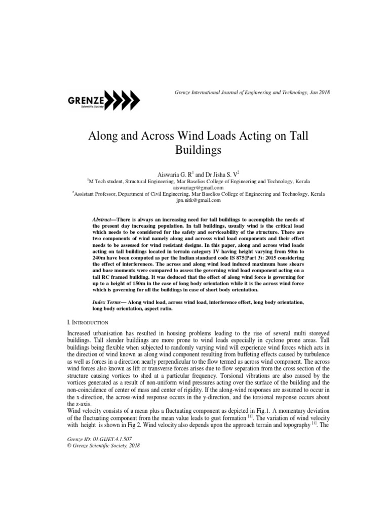 Along and Across Wind Loads Acting On Tall Buildings | PDF | Wound ...