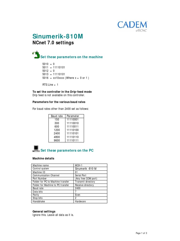 SINUMERIK 810M NCnet 7.0 Settings | PDF | Computer Networking | Internet Protocols