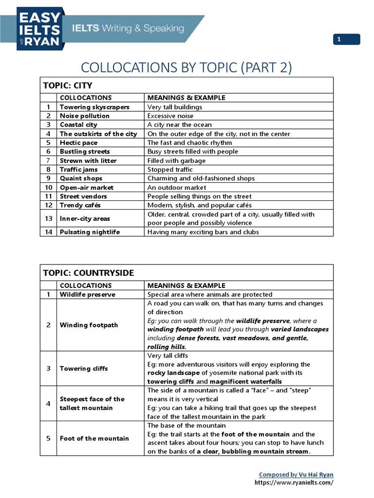 Collocations by Topic (Part 2) | PDF | Crime & Violence | Crime Thriller
