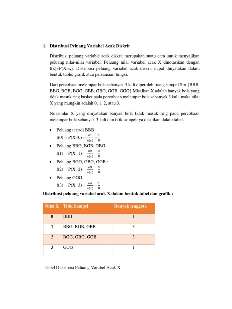 Ditribusi Peluang Variabel Acak Diskrit | PDF