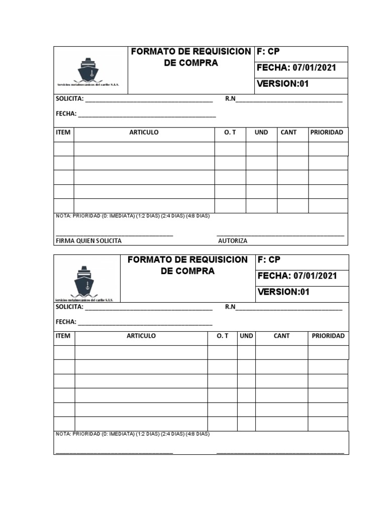 Formato de Requisicion de Compra | PDF