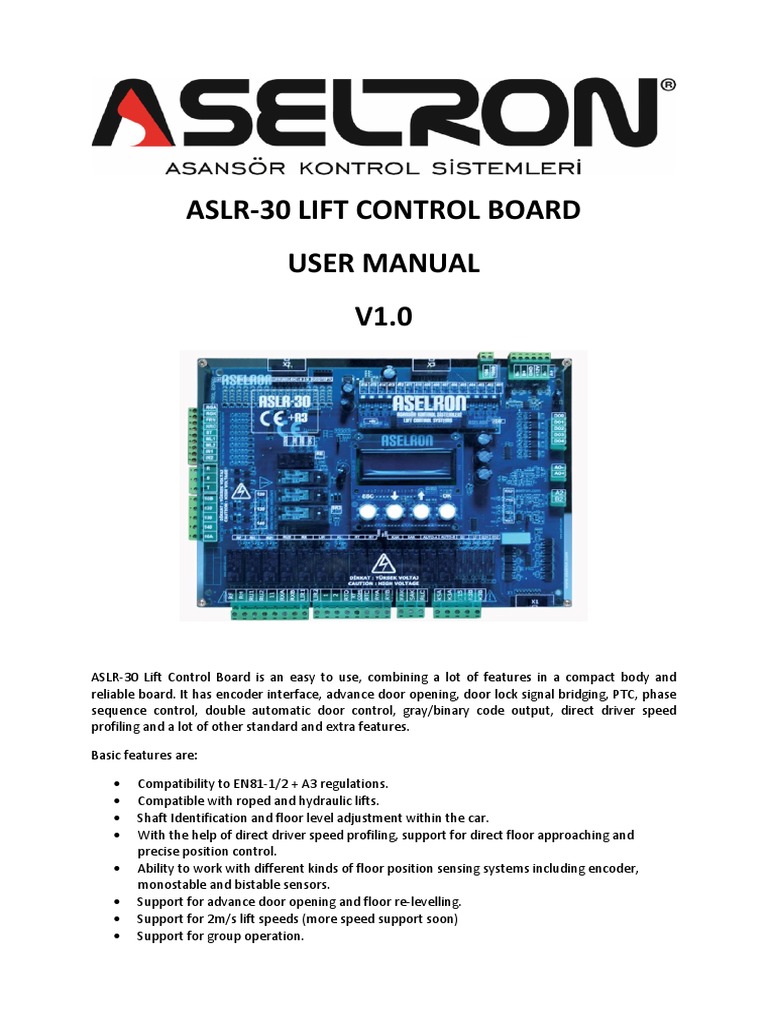 ASELRON Manual | PDF | Elevator | Parameter (Computer Programming)