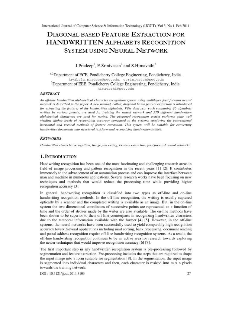 Diagonal Based Feature Extraction For Handwritten Alphabets Recognition ...