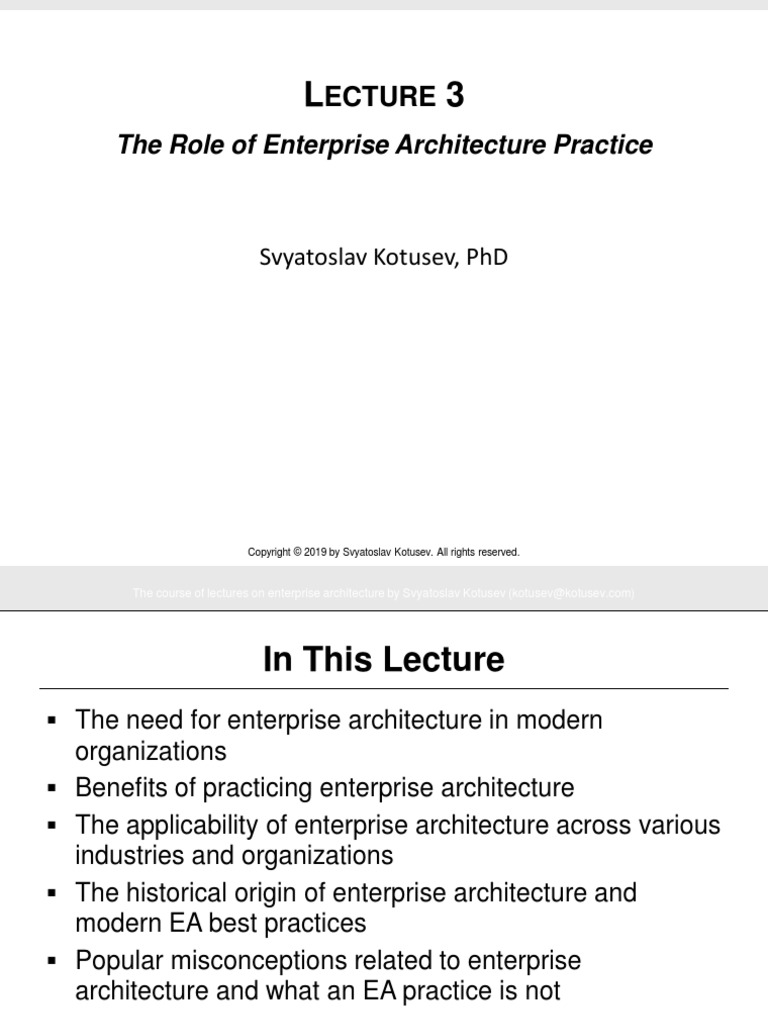 Lecture 3 - The Role of Enterprise Architecture Practice | PDF ...