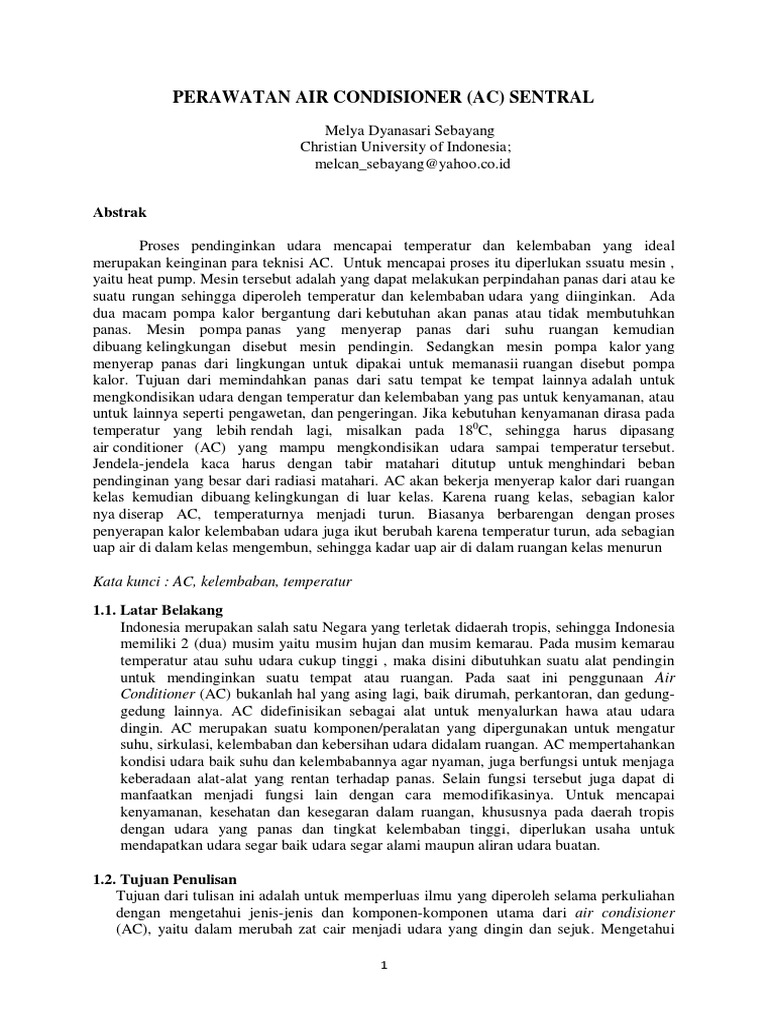 Perawatan Air Conditioner (AC) Sentral | PDF